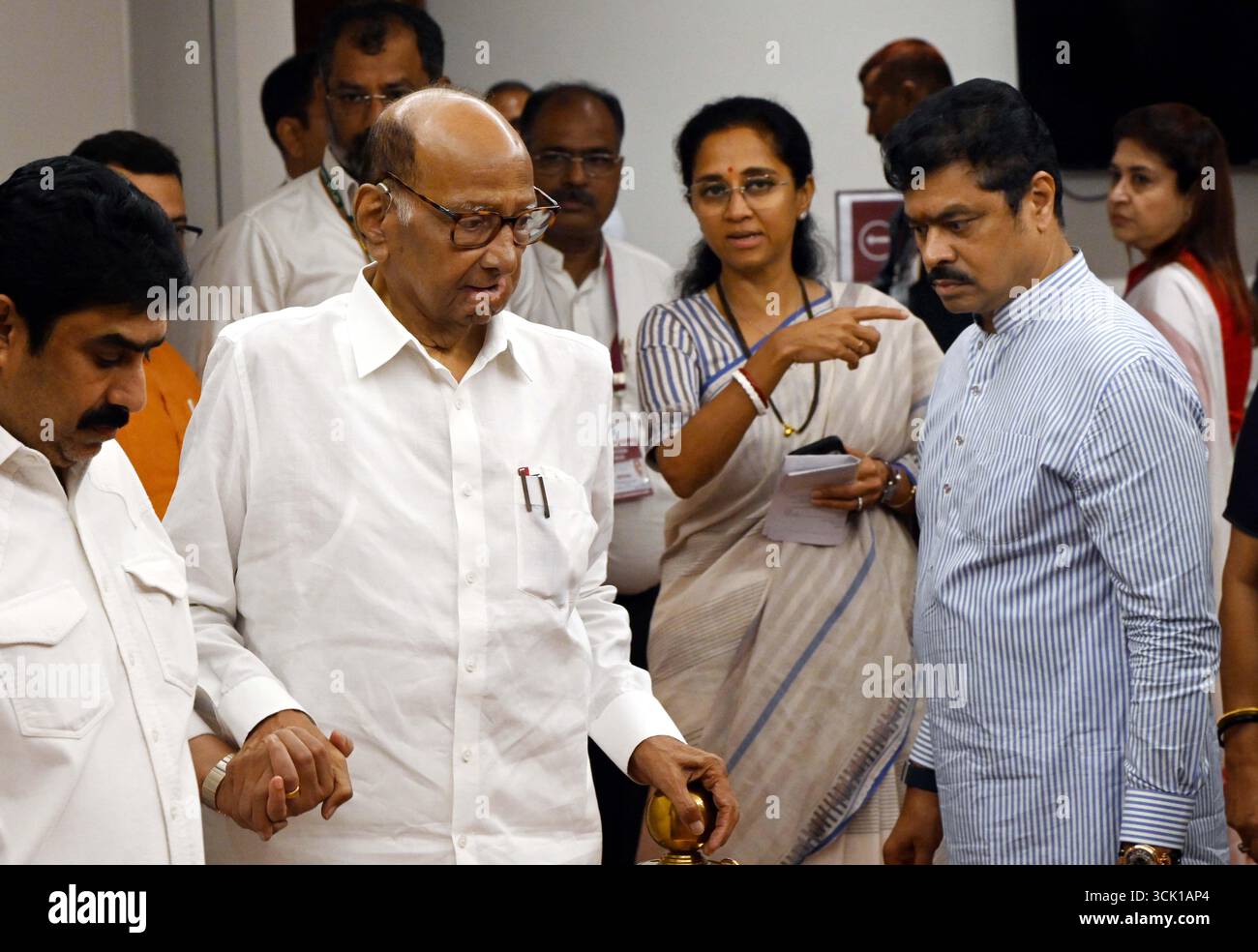 NEW DELHI, INDIA - SEPTEMBER 9: NCP Leader Sharad Pawar after casting ...