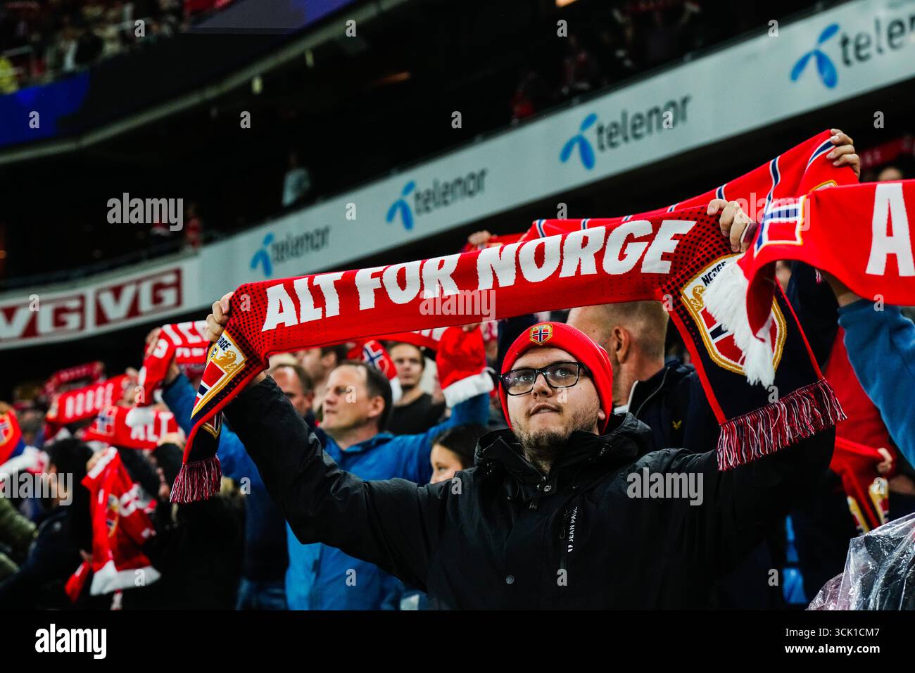 Oslo 20250909. Norwegian supporters before the World Cup qualifying ...
