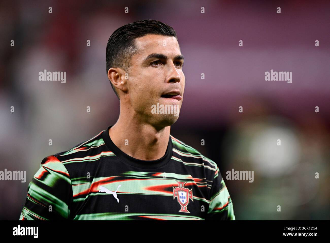 Portugal's Cristiano Ronaldo on the pitch during warmup before a World ...