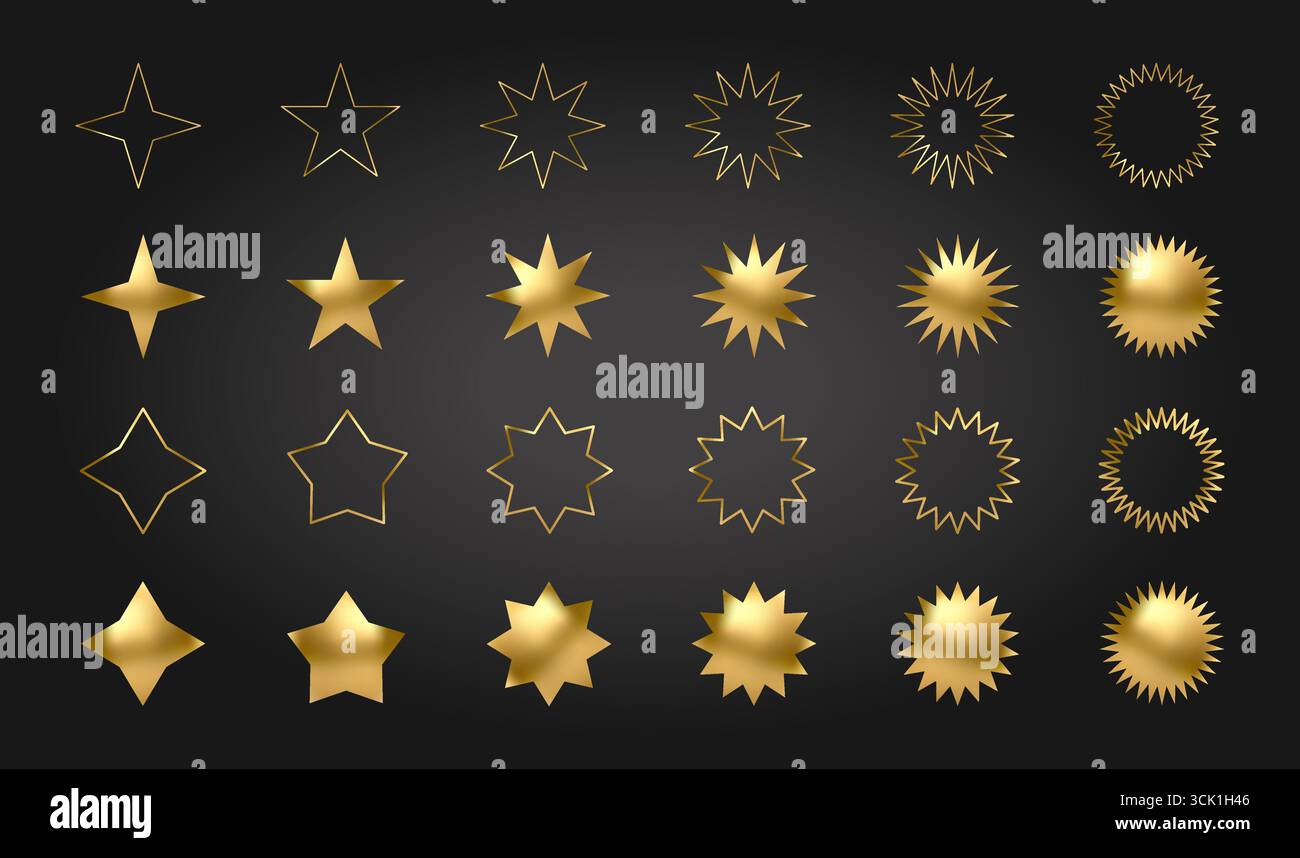 Gold Star icon set. Holiday stars art Stock Vector Image & Art - Alamy