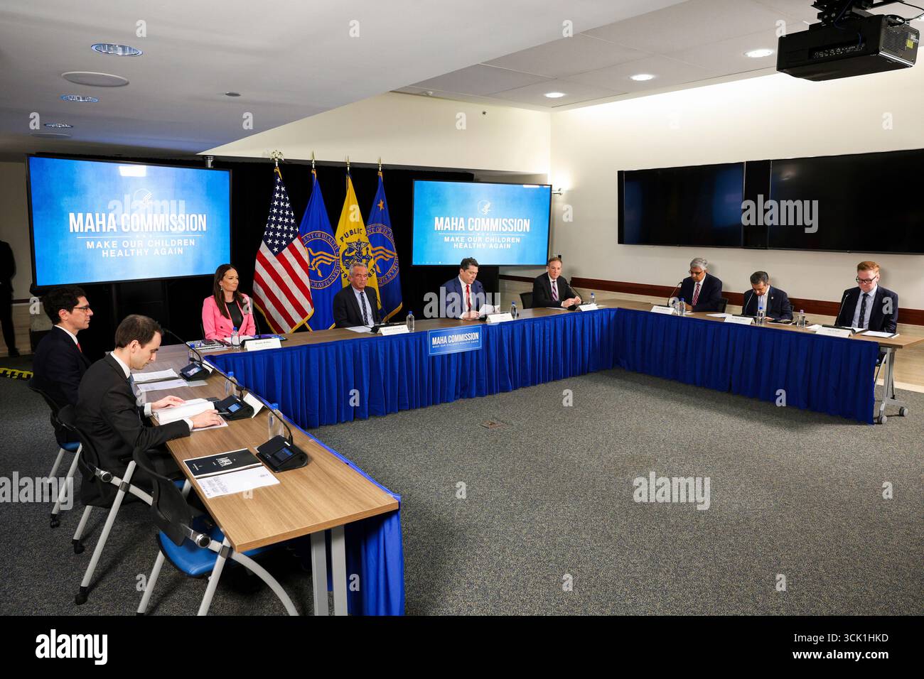 Domestic Policy Council Director Vince Haley, fifth from left, speaks ...