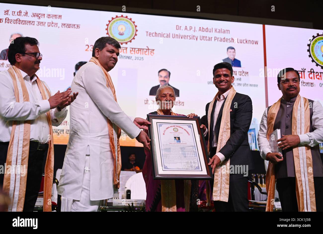 LUCKNOW, INDIA - SEPTEMBER 9: Group Captain Shubhanshu Shukla was felicitated with a Doctor of ...