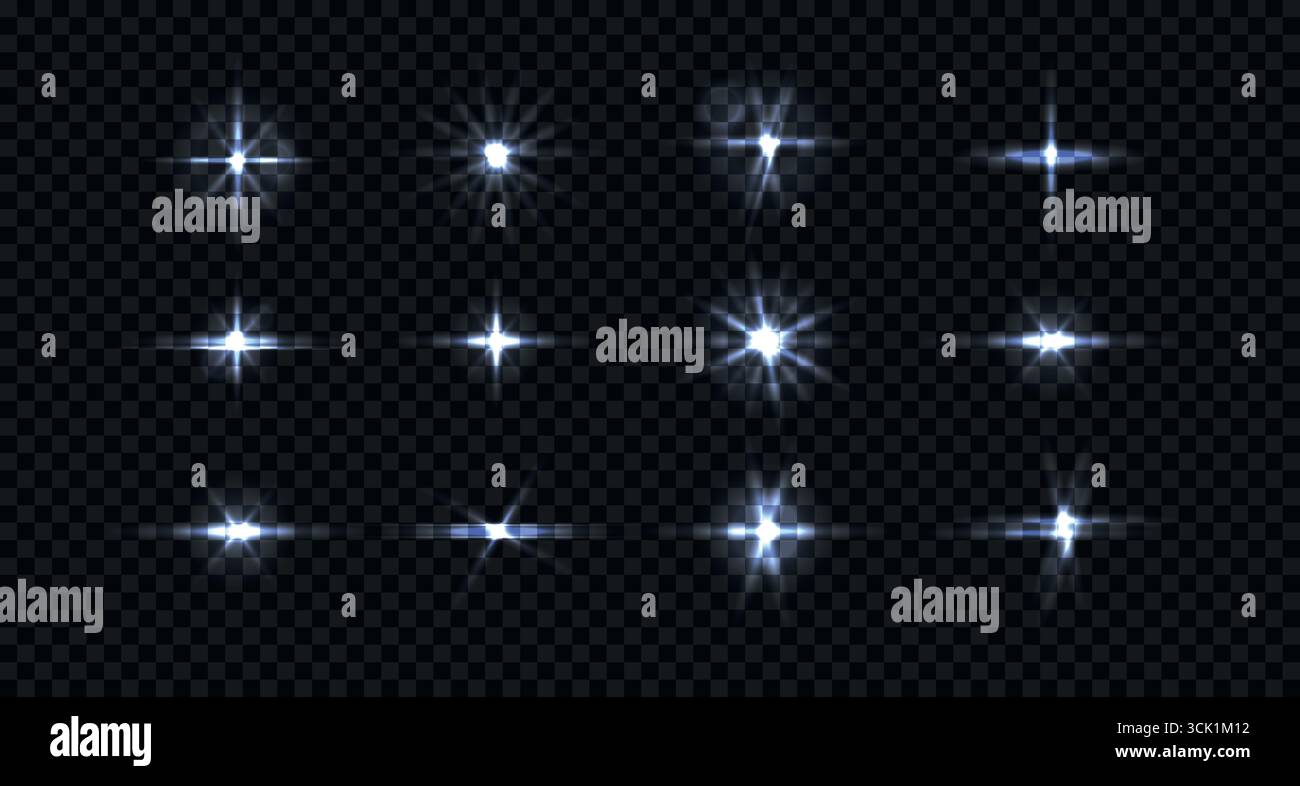 Realistic glowing highlights and starlight effects. Vector illustration ...