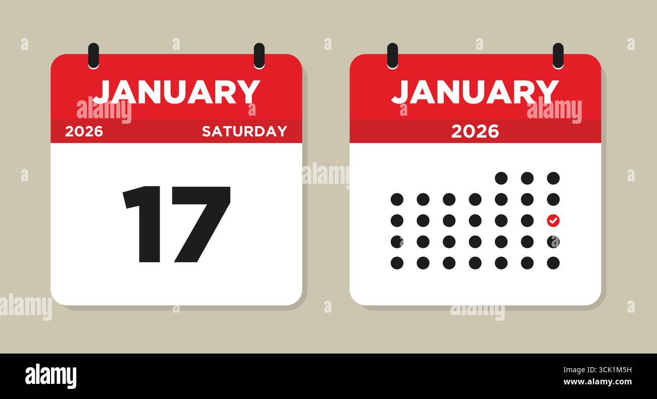 January 17 2026 Calendar Vector Illustration. 17 january calendar page ...
