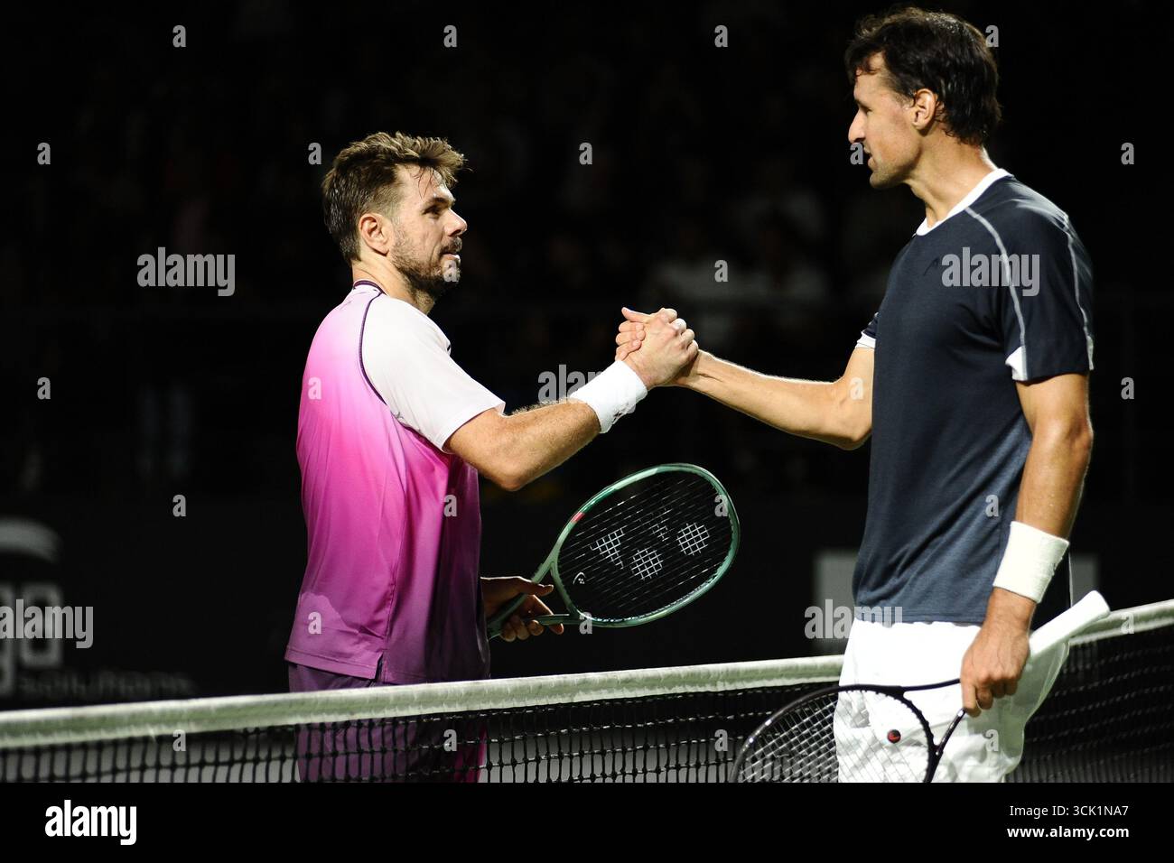 Stanislas WAWRINKA and Kenny DE SCHEPPER during the Open Blot Rennes ...