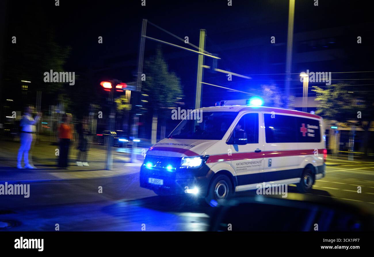 09 September 2025, Berlin: An emergency vehicle from the German Red ...