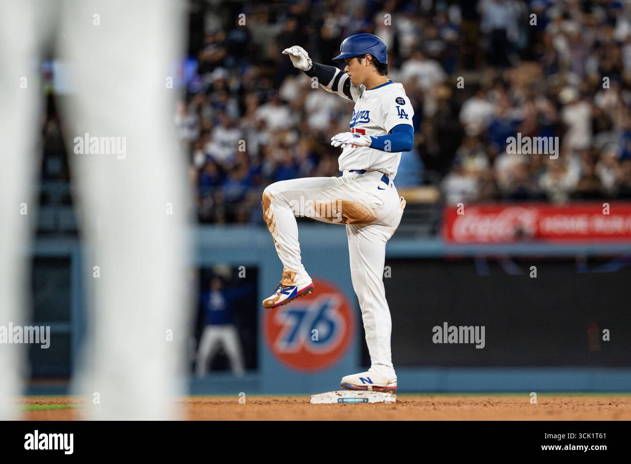 Los Angeles Dodgers two-way player Shohei Ohtani (17) celebrates a ...