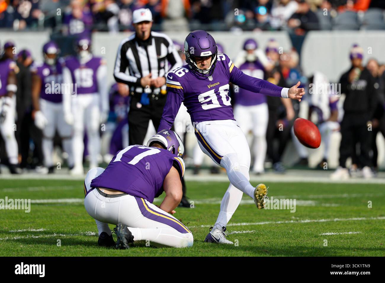 FILE - Minnesota Vikings place kicker John Parker Romo (96) kicks a ...