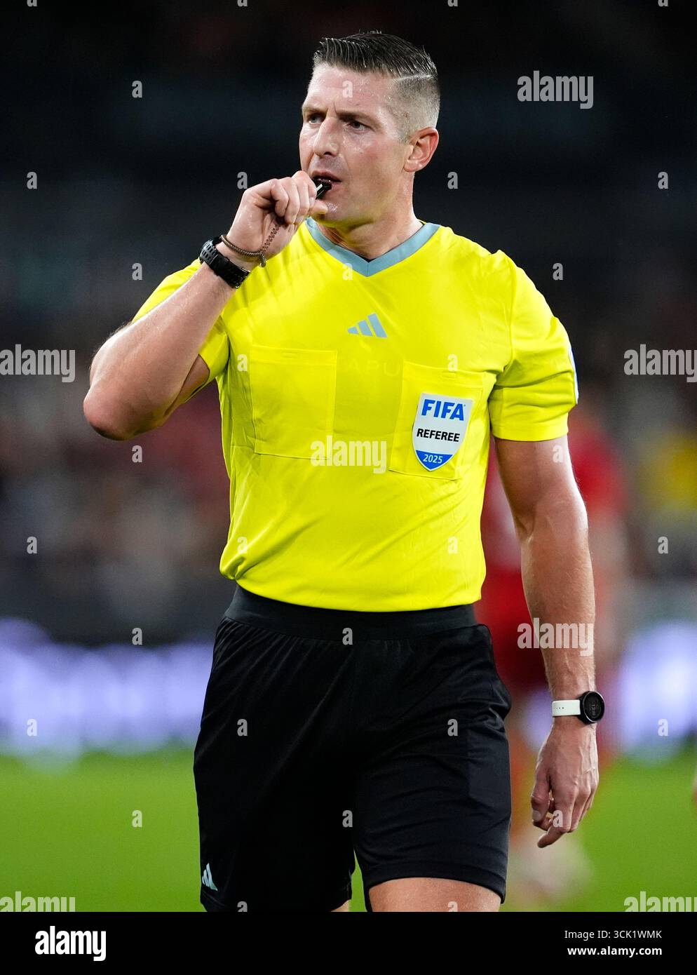 Referee Rob Jones during an international friendly match at Swansea.com ...