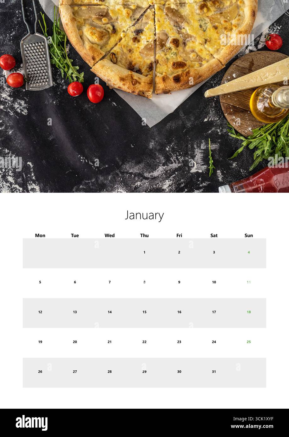 2026 Wall Calendar A3 Format Easy To Print January And Calendar With ...