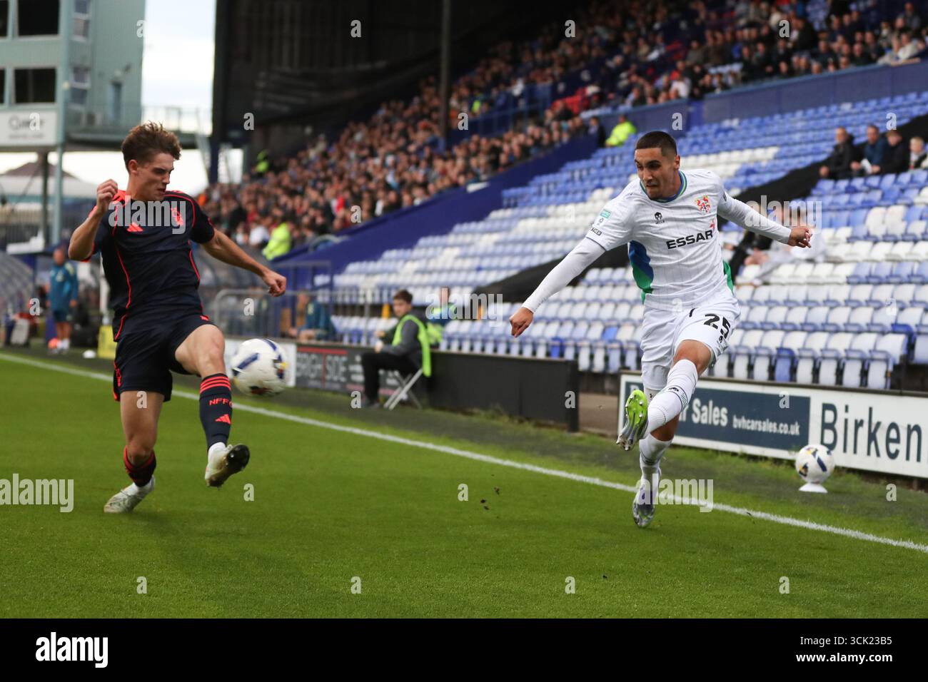 Birkenhead, UK, 9th September, 2025. Taylan Harris of Tranmere Rovers ...