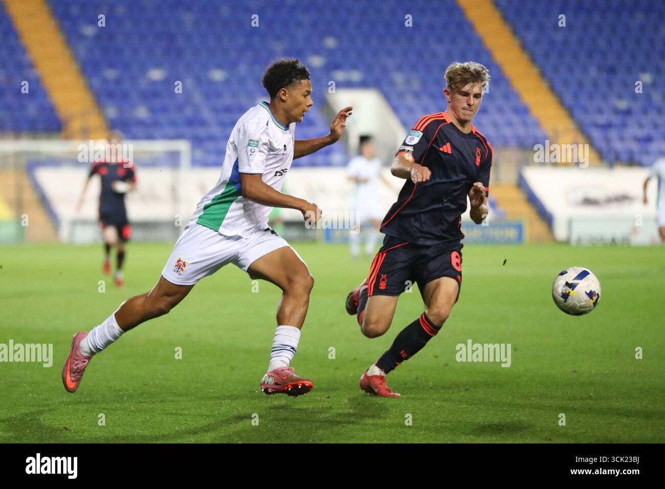 Birkenhead, UK, 9th September, 2025. Jayden Joseph of Tranmere Rovers ...