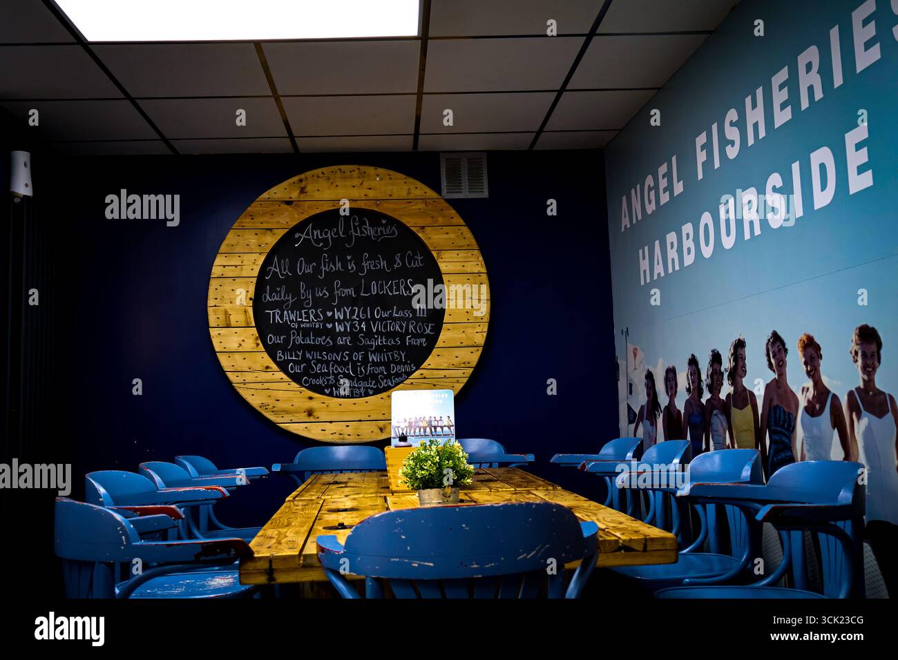 Fish & chips shop interior – Angel Fisheries Stock Photo - Alamy
