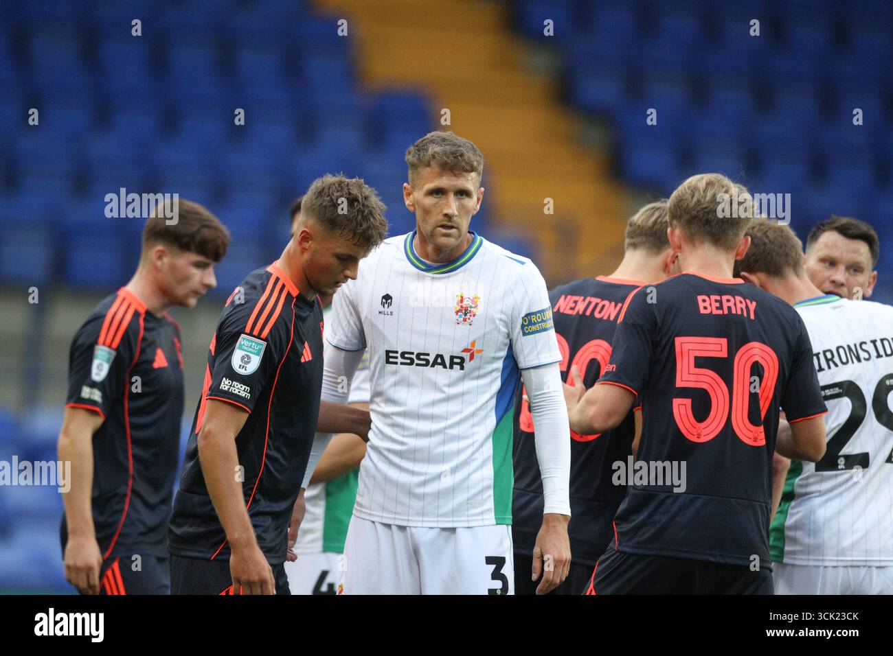 Birkenhead, UK, 9th September, 2025. Patrick Brough of Tranmere Rovers ...
