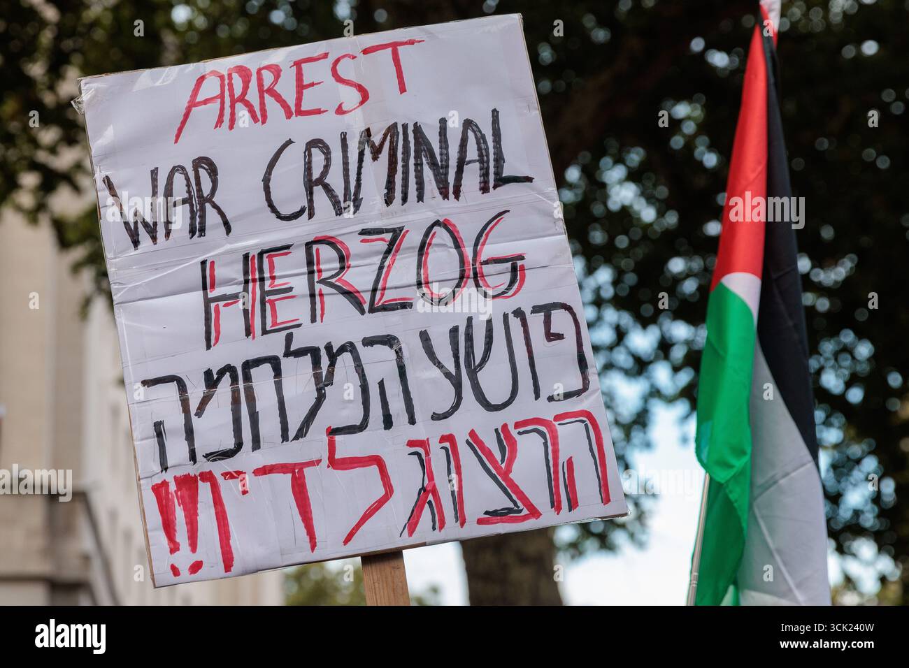 London, UK. 9th September, 2025. A handmade sign held by a pro ...