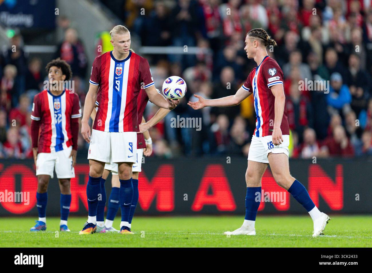 Erling Braut Haaland (9 Norway) gives the ball to Thelo Aasgaard (18 ...