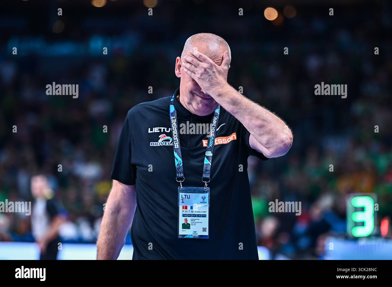 September 9, 2025, Riga, Riga, Latvia: Head Coach RIMAS KURTINAITIS of ...
