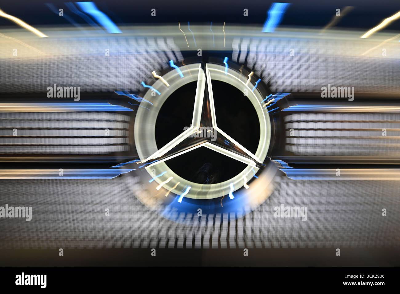 Mercedes stand, open space, logo, emblem, company logo, company emblem ...