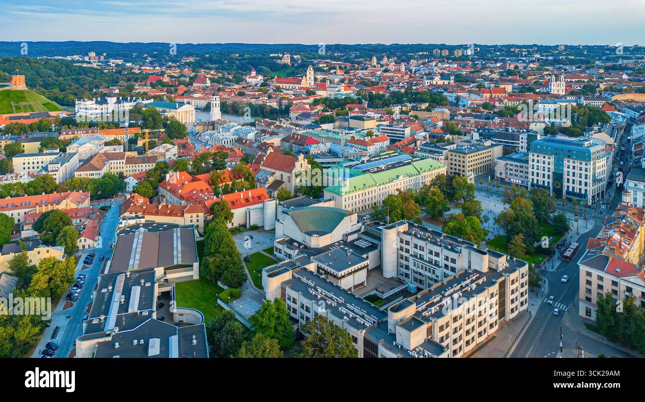 Aerial view of Downtown Vilnius, the capital city of Lithuania in the ...