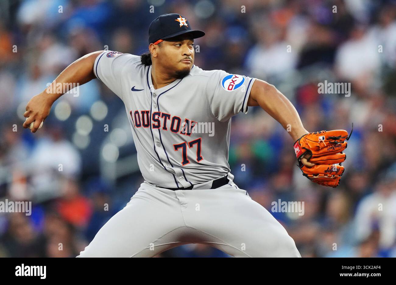 Houston Astros pitcher Luis Garcia (77) works against the Toronto Blue ...