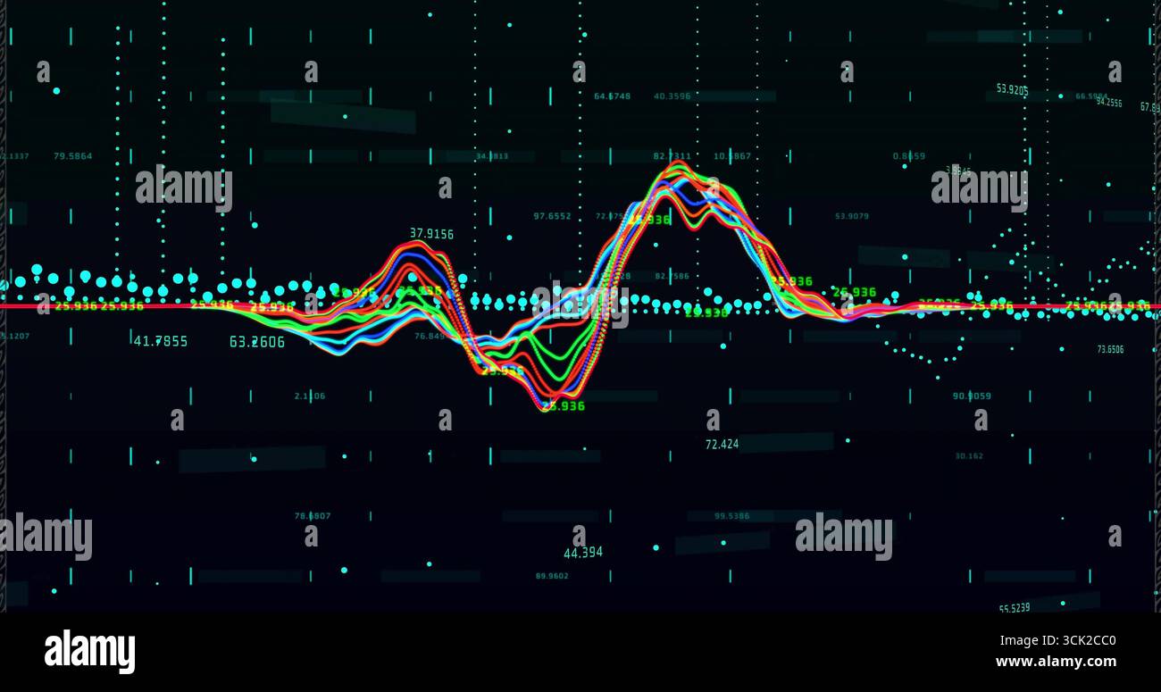 Displaying multicolored waveform oscillating hi-res stock photography ...
