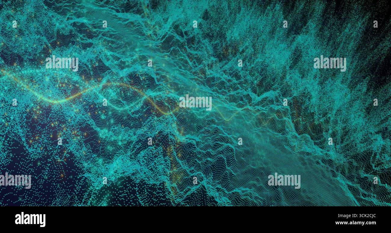 Forming 3D point cloud wave undulating in virtual space, with grid ...