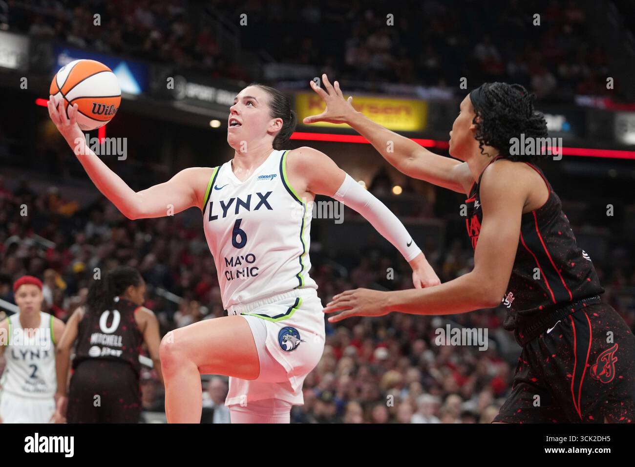 Minnesota Lynx's Bridget Carleton (6) puts up a shot against Indiana ...