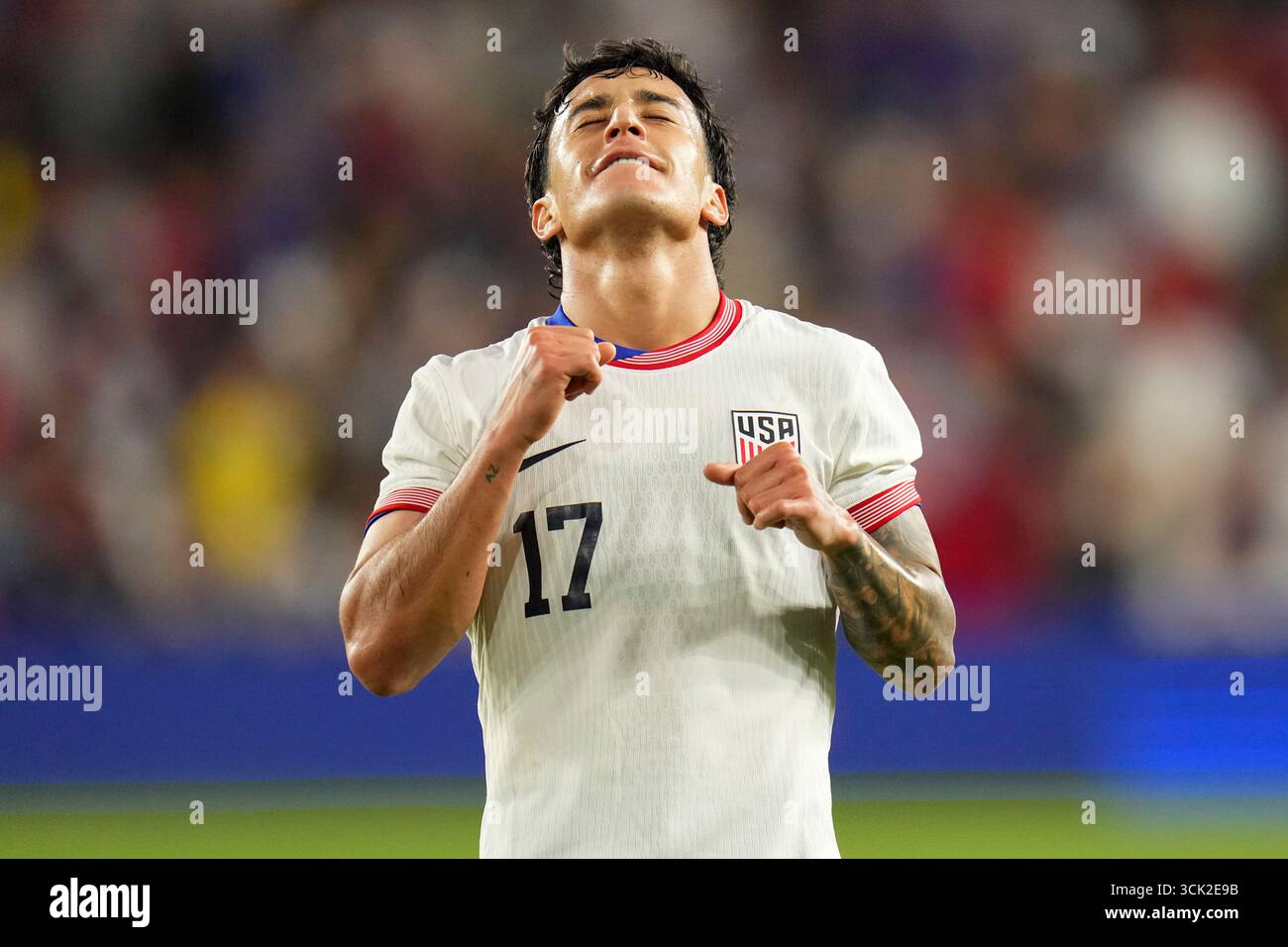 United States' Alejandro Zendejas reacts after scoring during the first ...