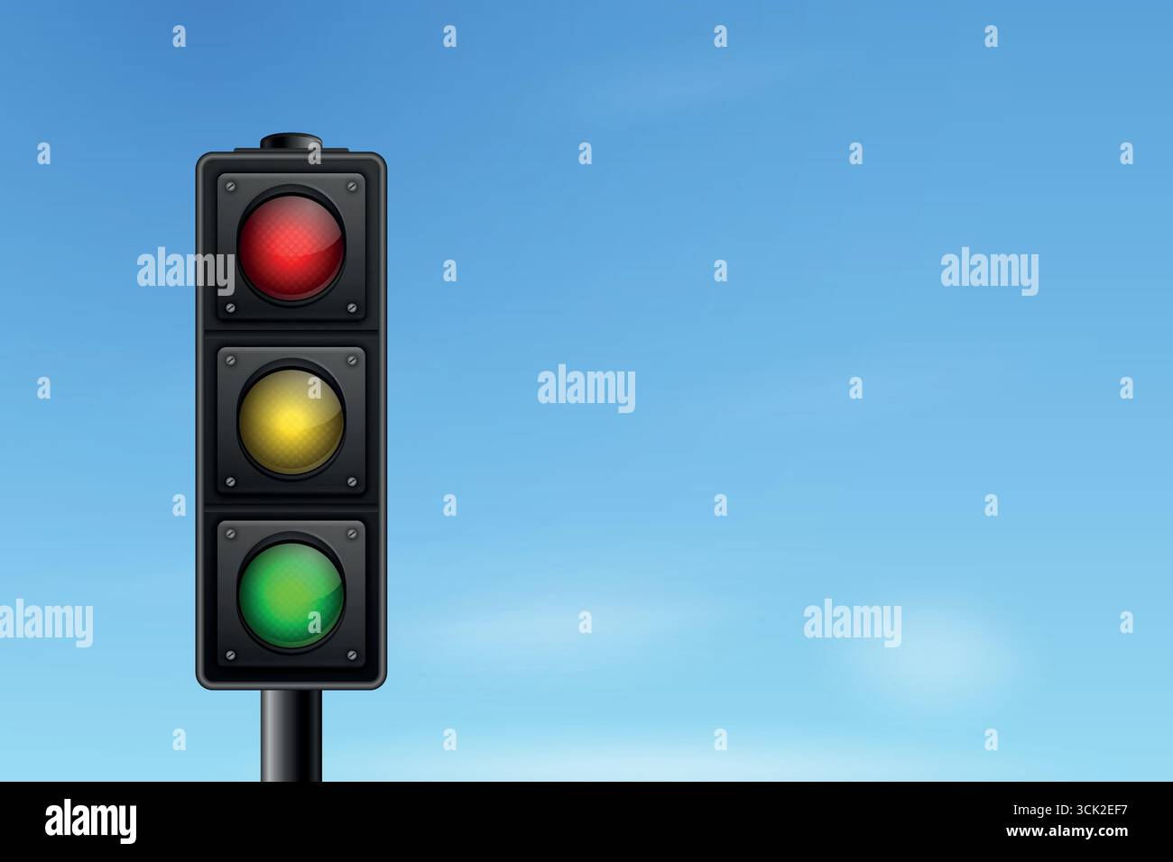 Vector 3d Traffic Light with Red Yellow Green Signals. Urban Traffic ...