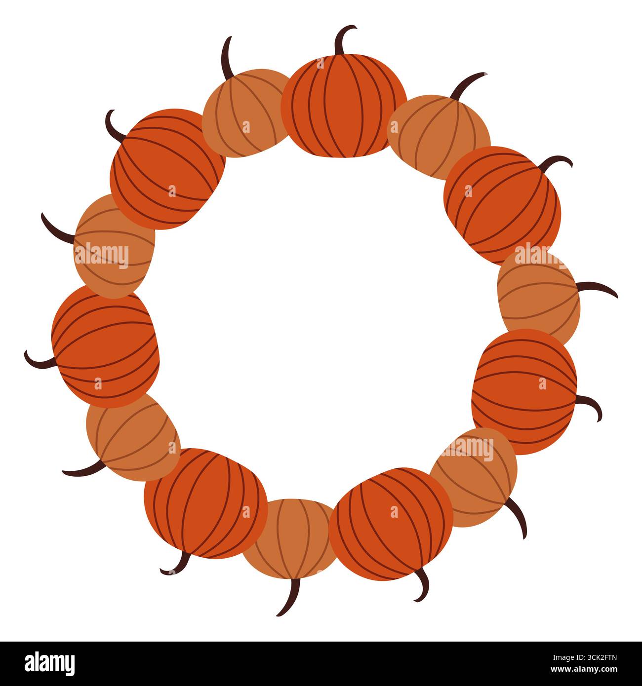 Autumn pumpkin circle frame. Round border made of fall pumpkins. The ...