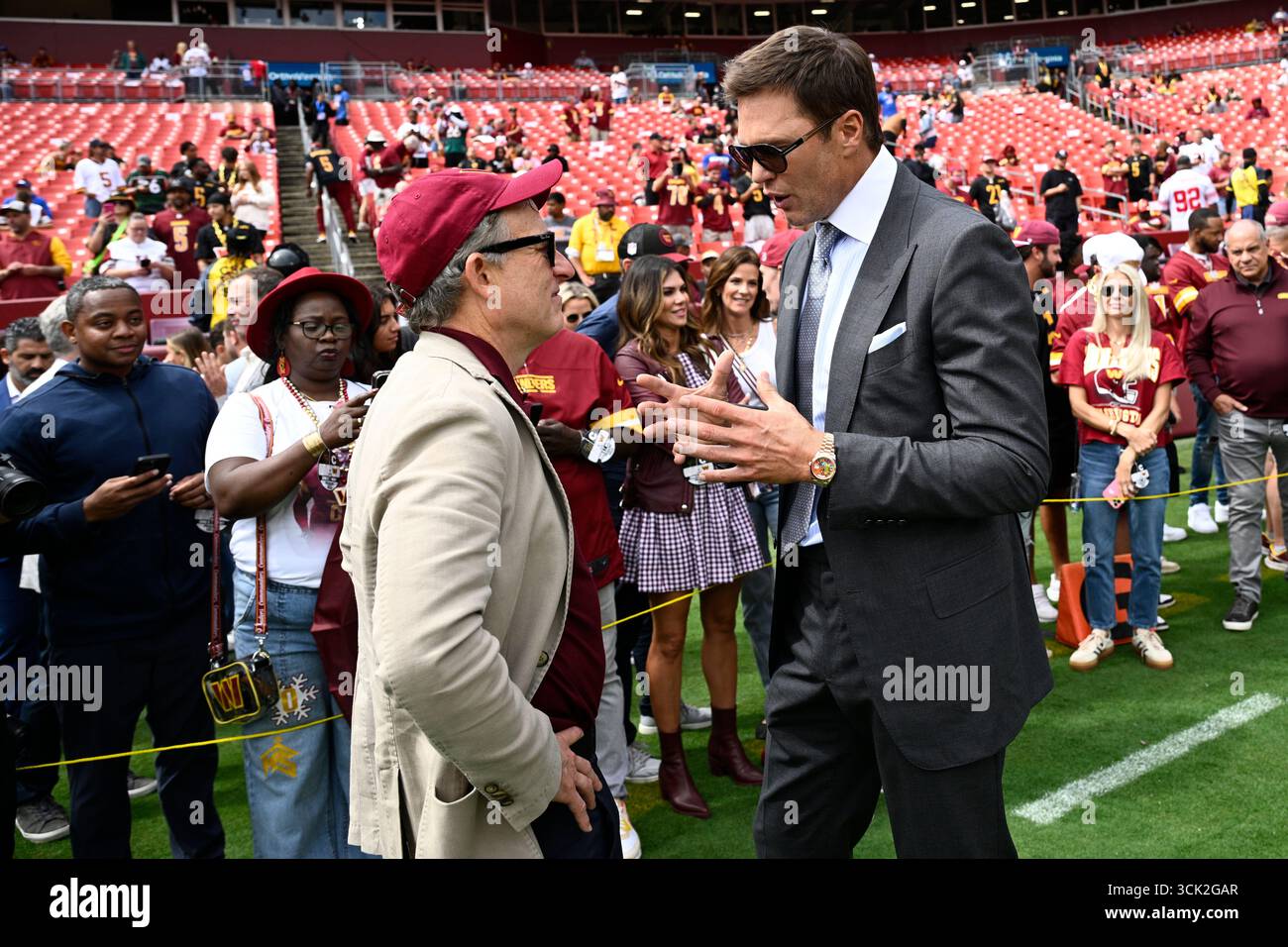 Washington Commanders managing partner Josh Harris, left, talks with ...