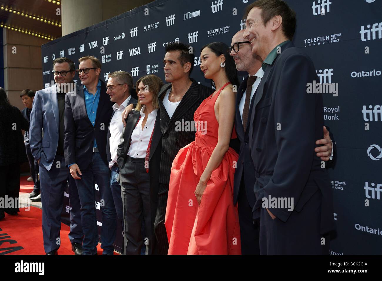 (L-R) Mike Goodridge, Rowan Joffe, Colin Farrell, Fala Chen, Edward Berger and Volker Bertelmann ...