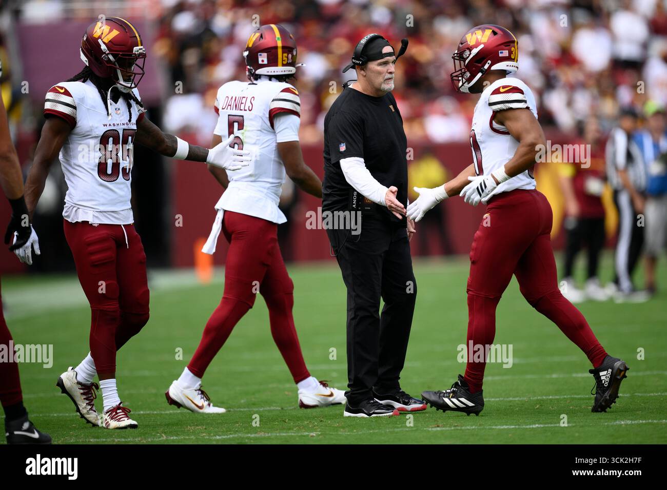 Washington Commanders head coach Dan Quinn in action during the first ...