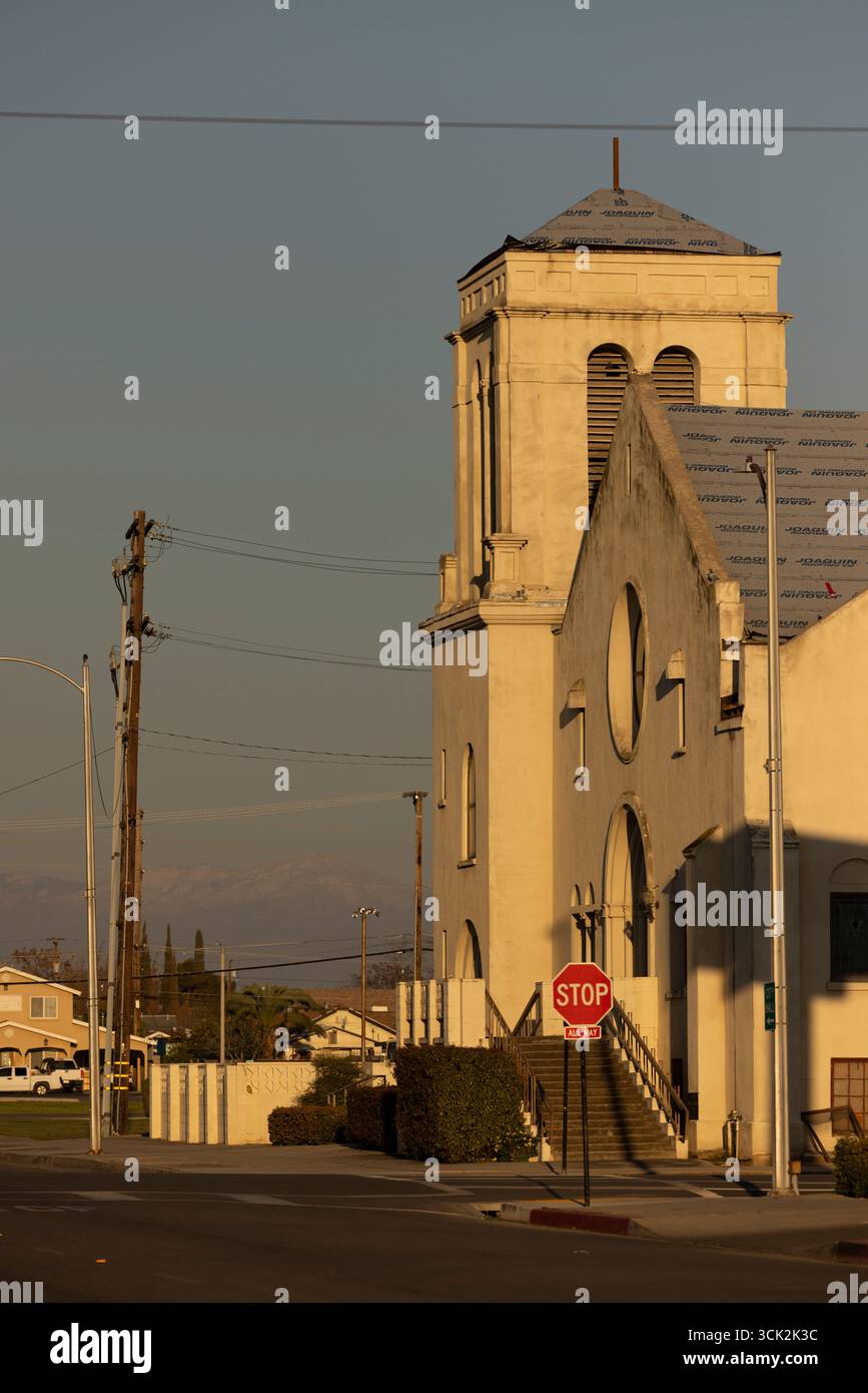 Delano, California, USA - March 3, 2024: Afternoon sun illuminates a ...