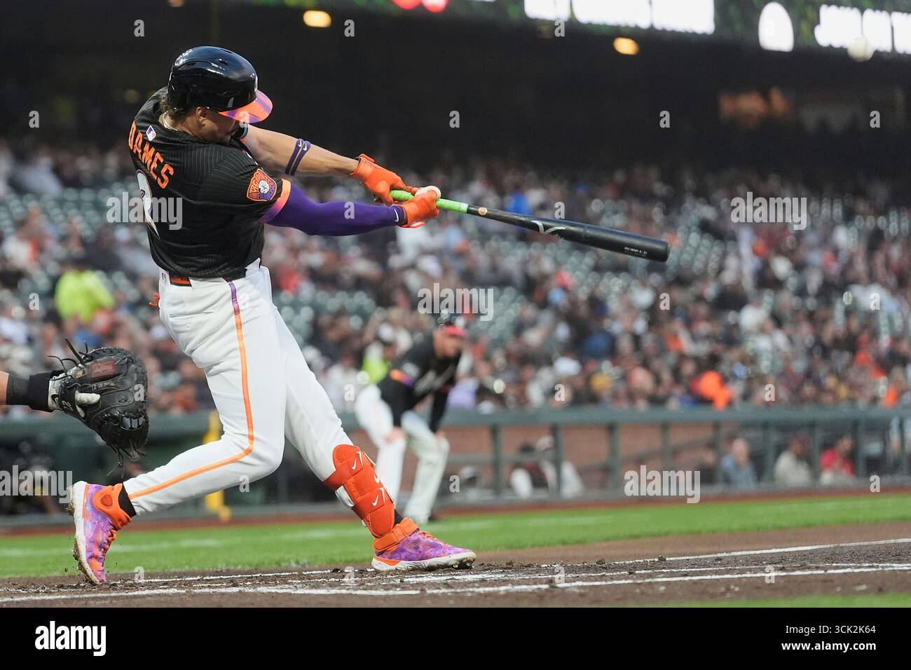 San Francisco Giants' Willy Adames hits a three-run home run during the ...