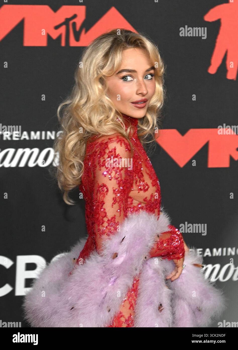Sabrina Carpenter attends the 2025 MTV Video Music Awards at UBS Arena ...