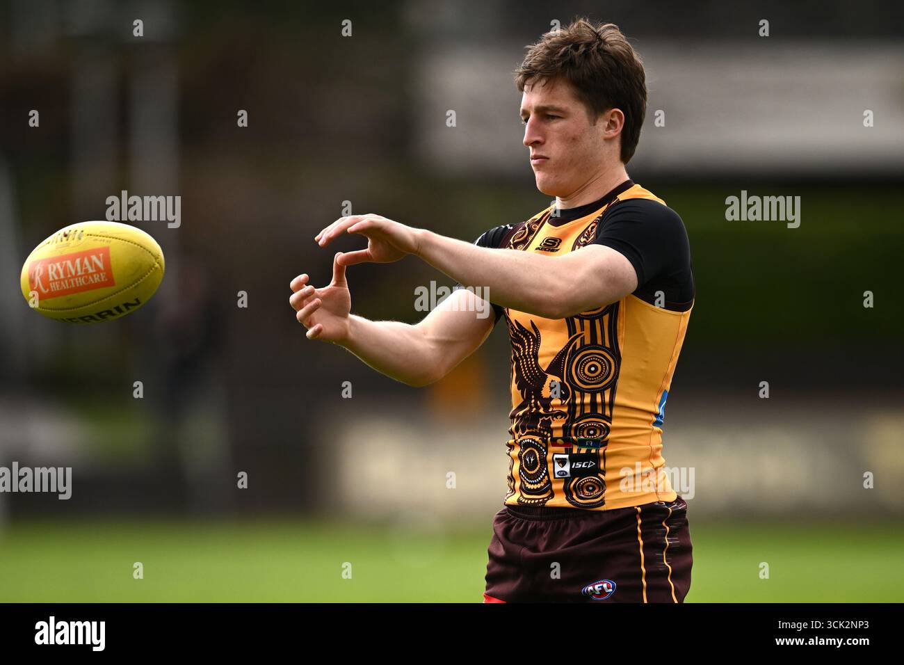 Josh Ward of the Hawks during an AFL training session at Waverley Park ...