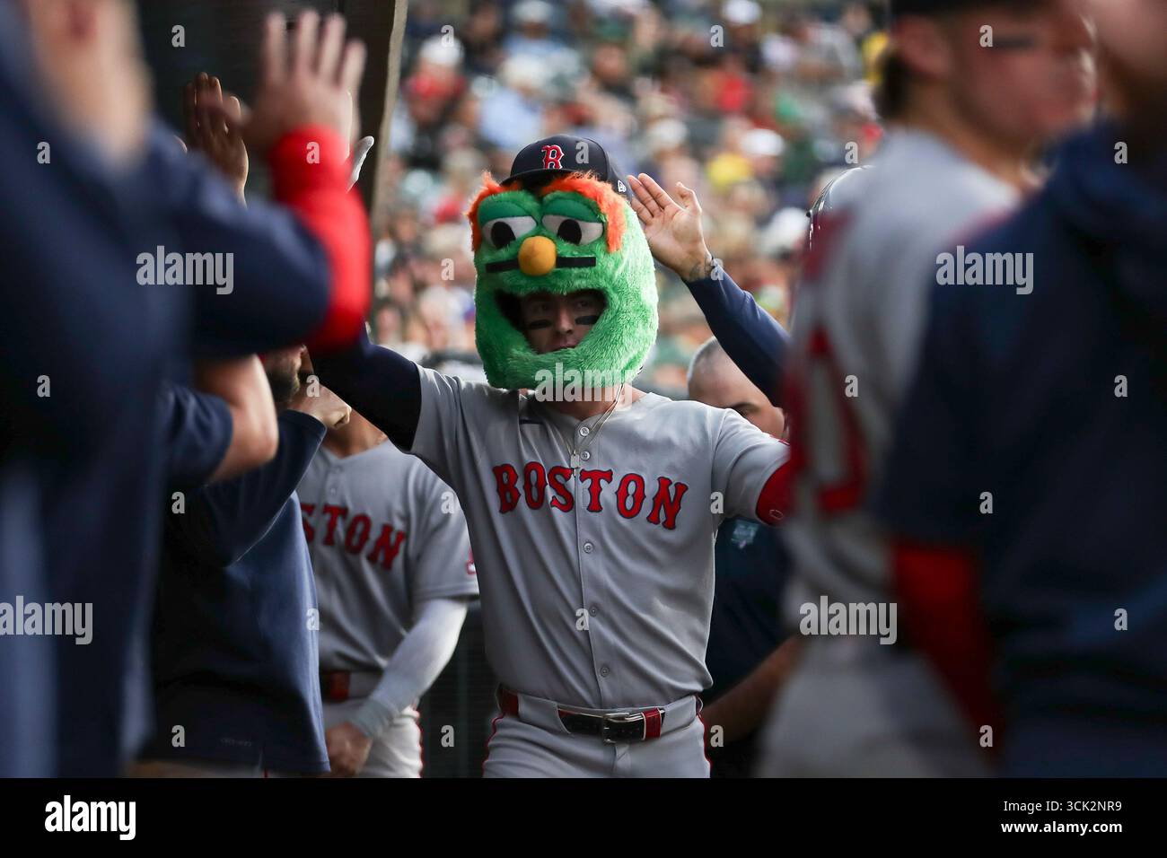 Boston Red Sox's Romy Gonzalez celebrates with his teammates in the ...