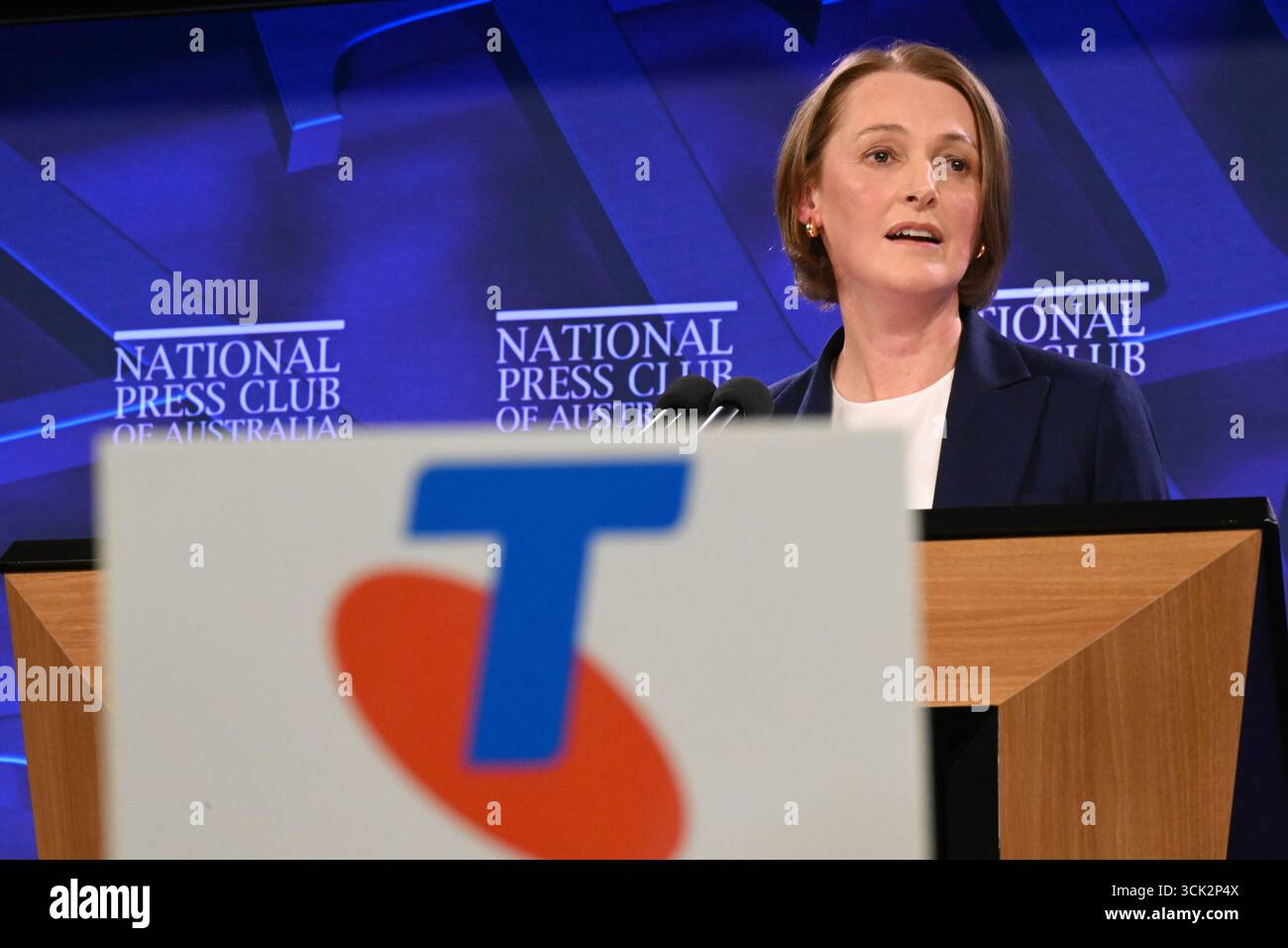 CEO and Managing Director of Telstra Vicki Brady addresses the National ...