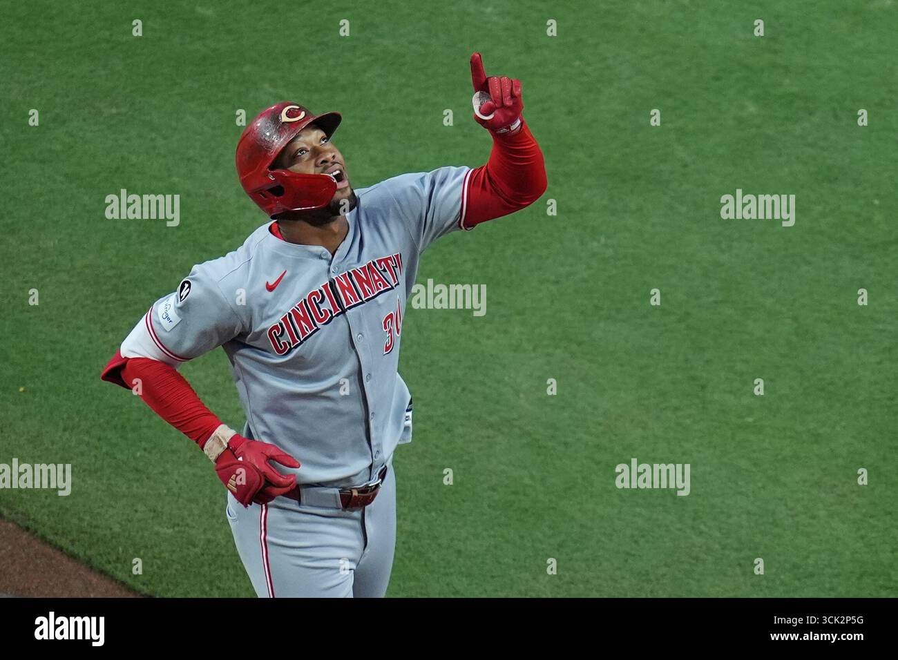 Cincinnati Reds' Will Benson celebrates after hitting a home run during ...