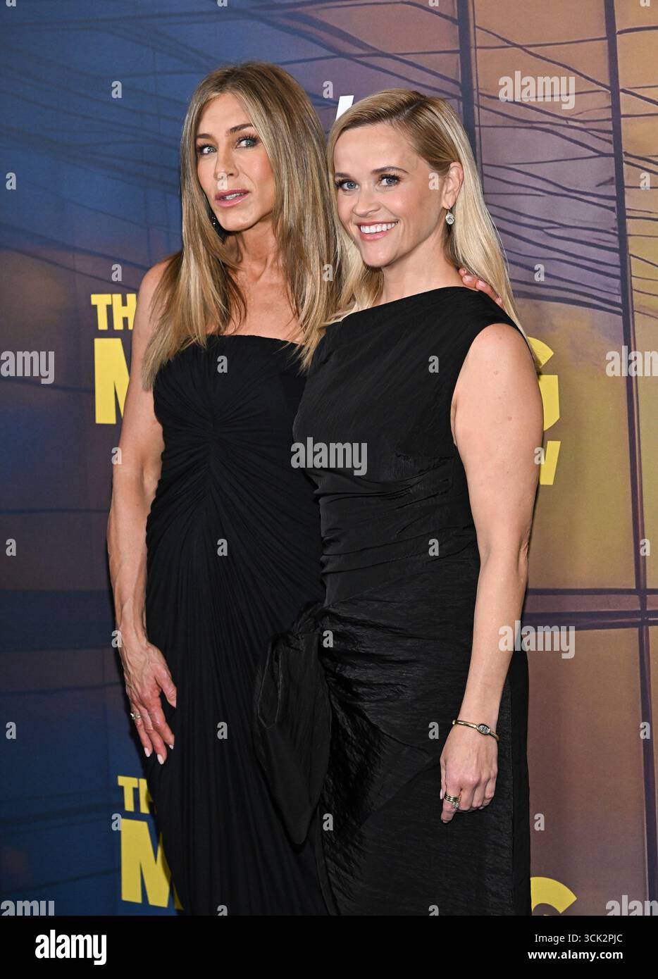 Jennifer Aniston, left, and Reese Witherspoon attend the Apple TV+ ...