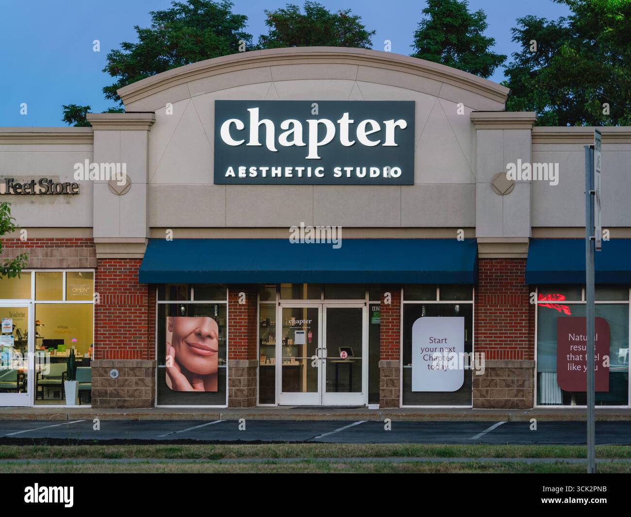 New Hartford, New York - Aug 21, 2025: Night view of Chapter Aesthetic ...