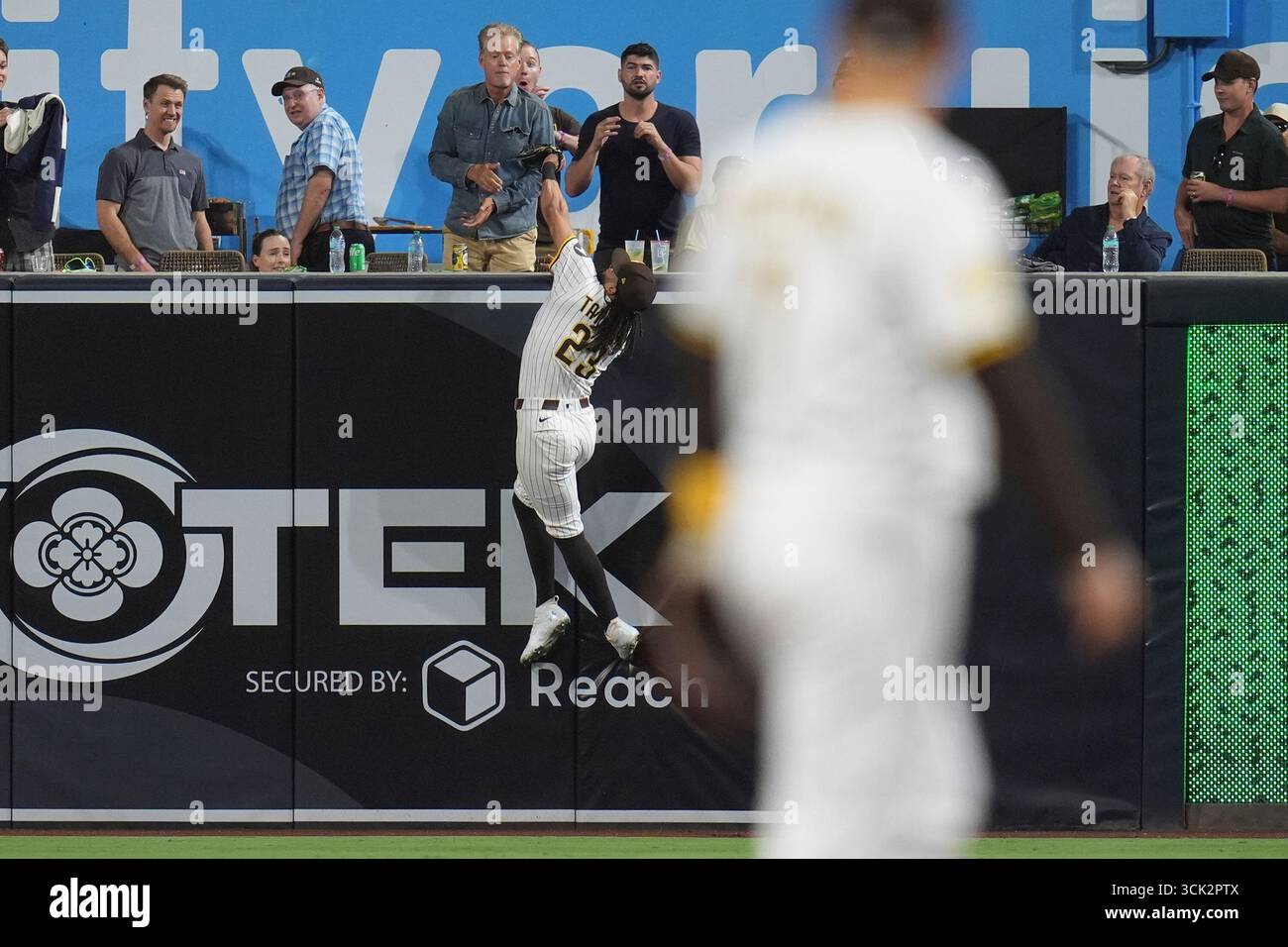 San Diego Padres right fielder Fernando Tatis Jr. makes a catch over ...