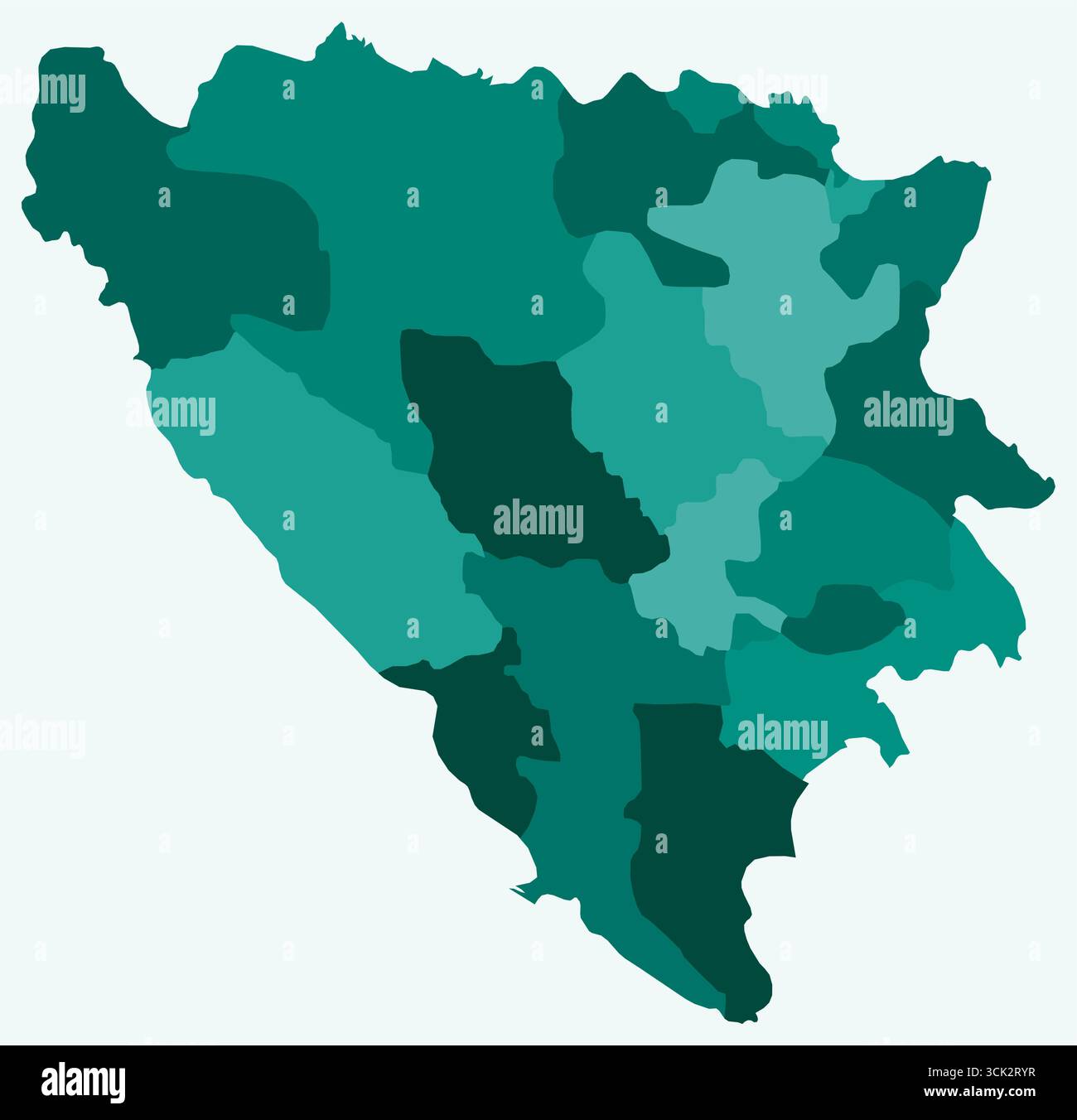Map of Bosnia and Herzegovina with regions. Just a simple country ...