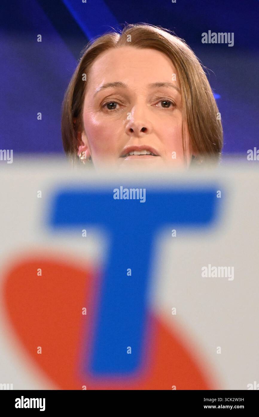 CEO and Managing Director of Telstra Vicki Brady addresses the National ...