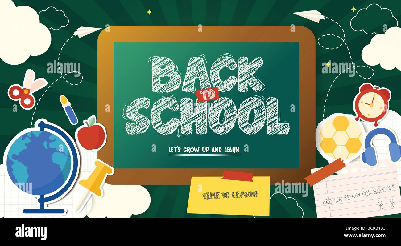 Education back to school illustration with engaging learning tools ...