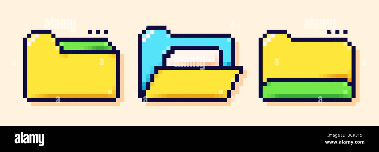 Pixel art game UI folders Stock Vector Image & Art - Alamy