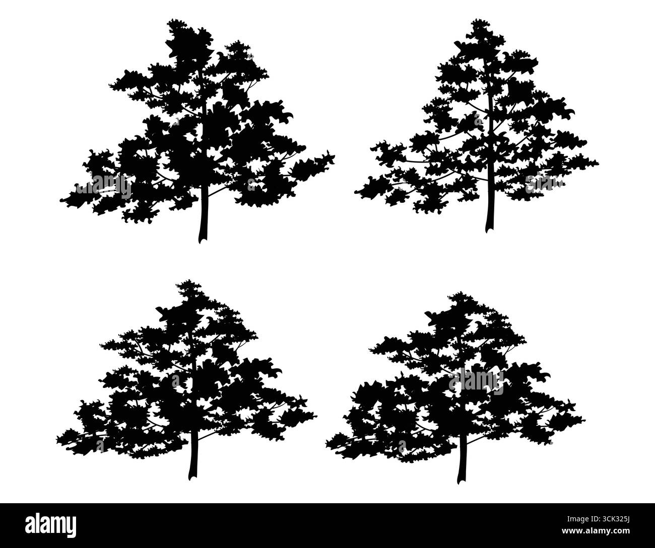 Set of black tree silhouette illustrations Stock Vector Image & Art - Alamy