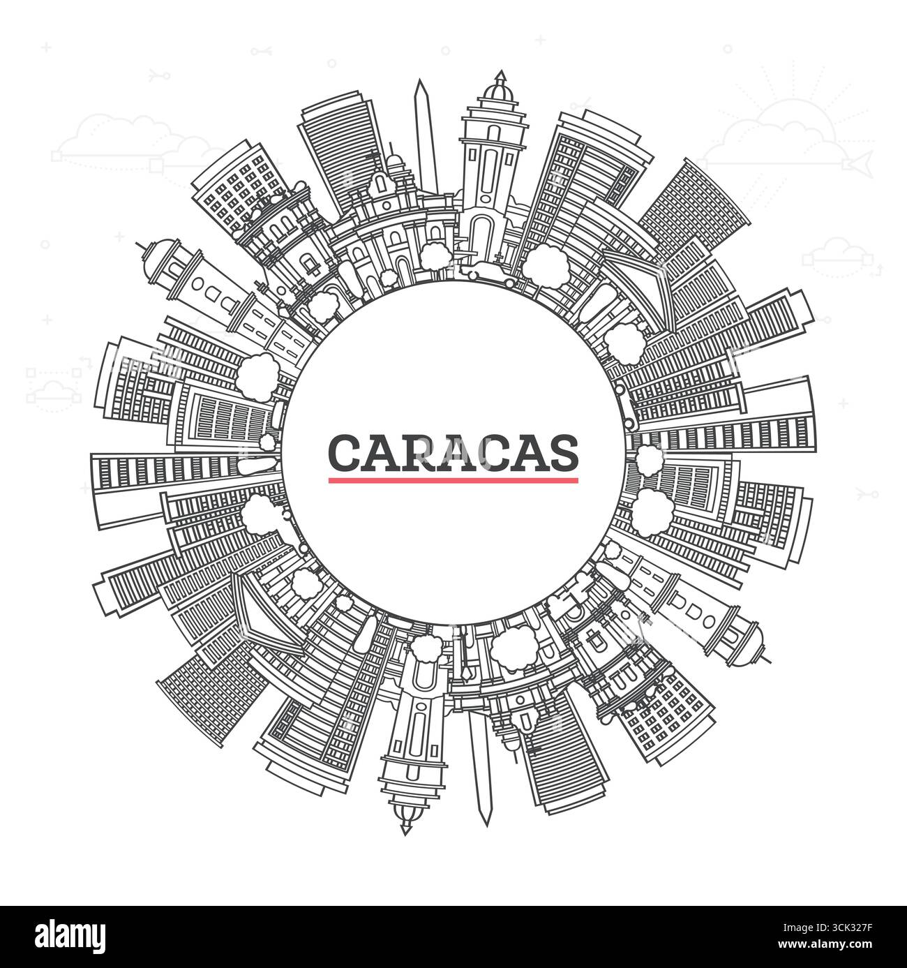 Outline Caracas Venezuela City Skyline with Modern and Historic ...