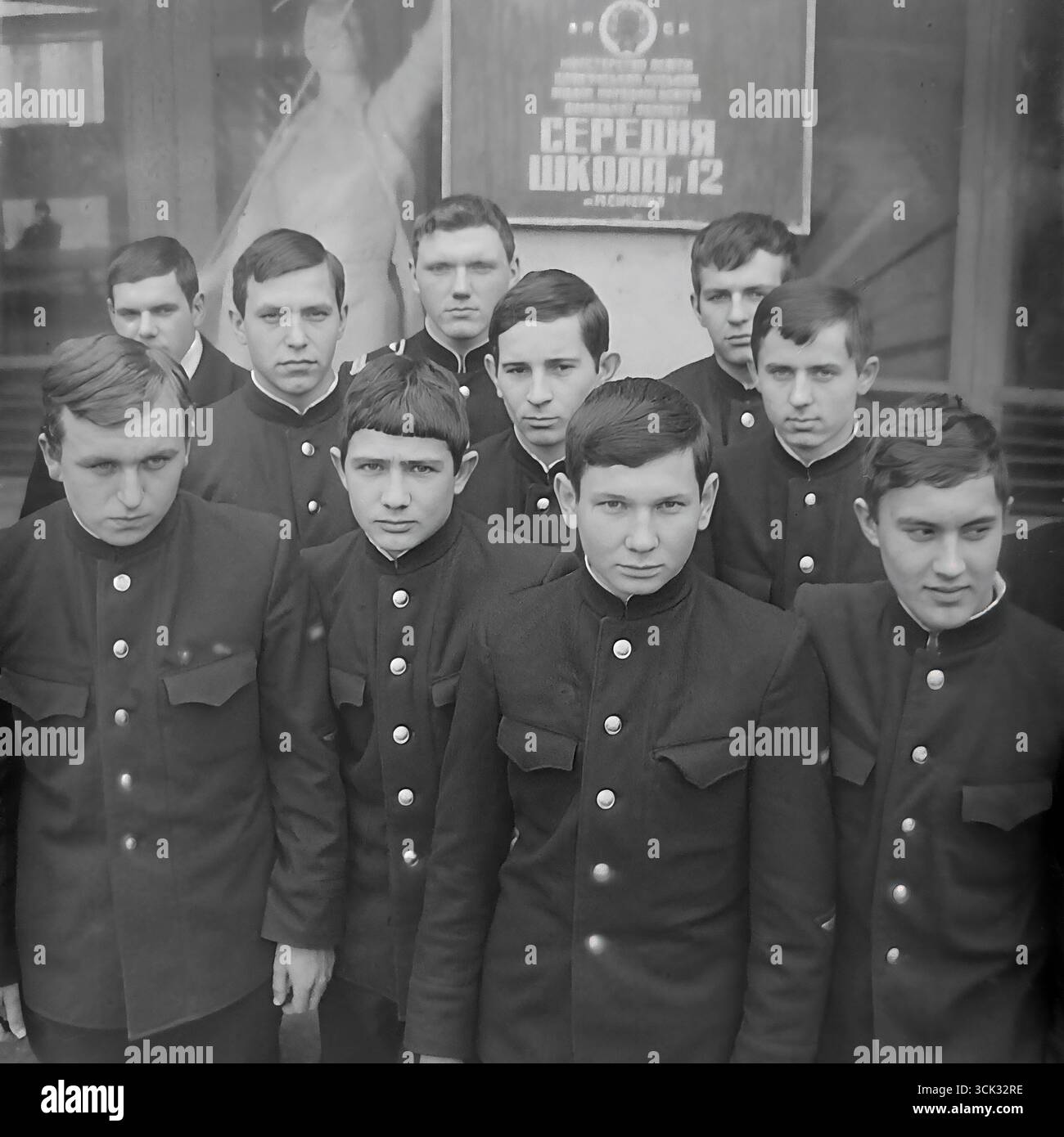 A group portrait of high school students from school No. 12 in the city ...